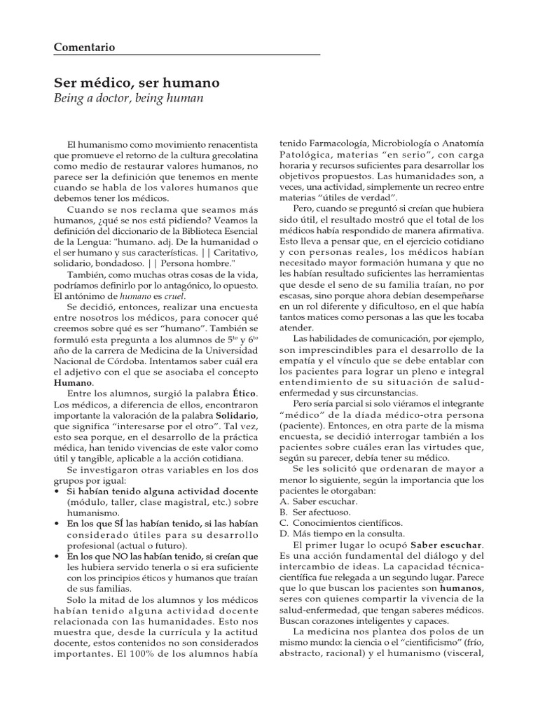 Ser Médico Ser Humano | PDF | Medicina | Humanismo