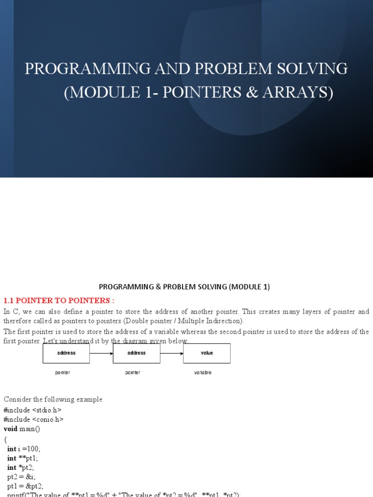 Programming And Problem Solving Module1 Pdf Pointer Computer