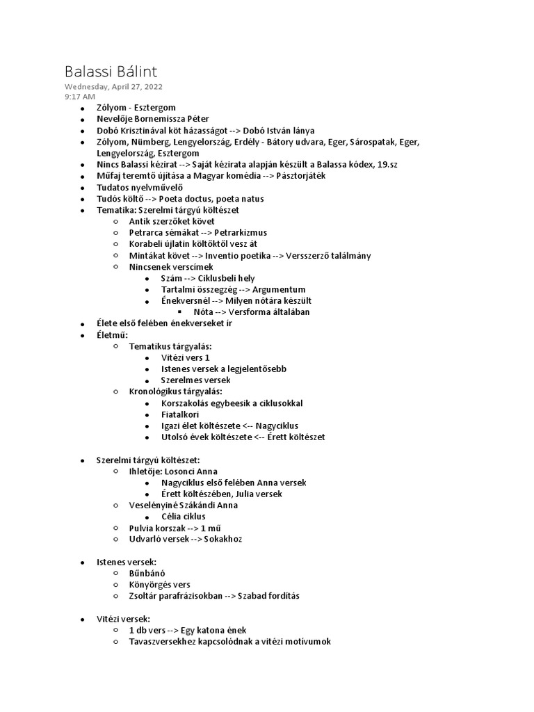 Balassi Bálint | PDF