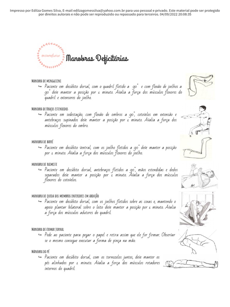 Manobras de Avaliação de Força Muscular | PDF | Sistema Locomotor ...