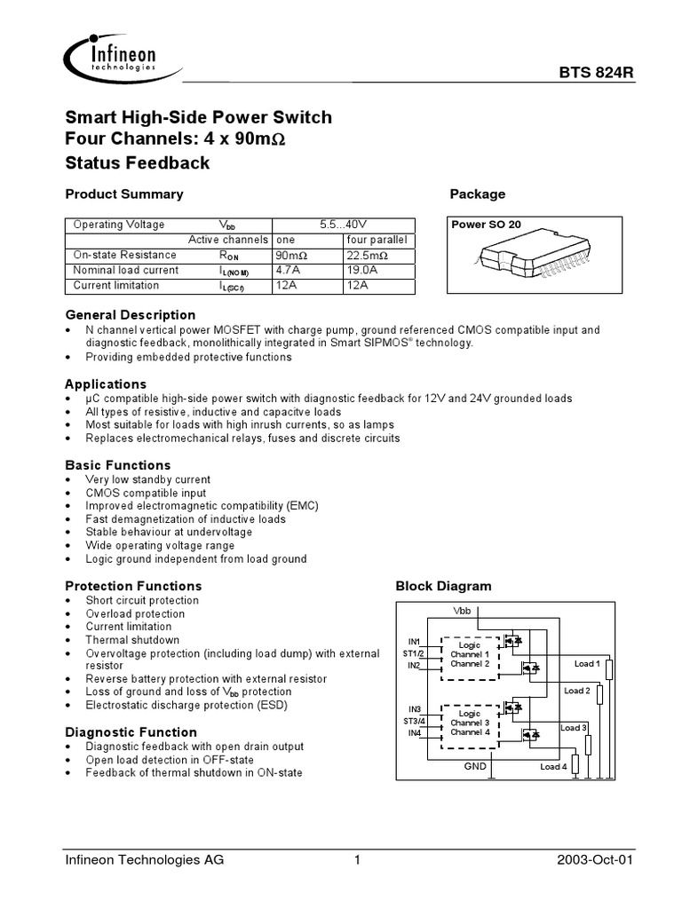 BTS824R | PDF | Logic Gate | Resistor