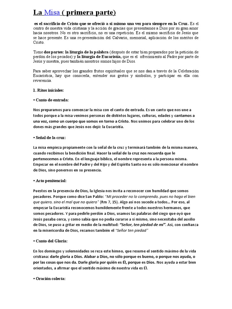 La Misa | PDF | Misa (liturgia) | eucaristía