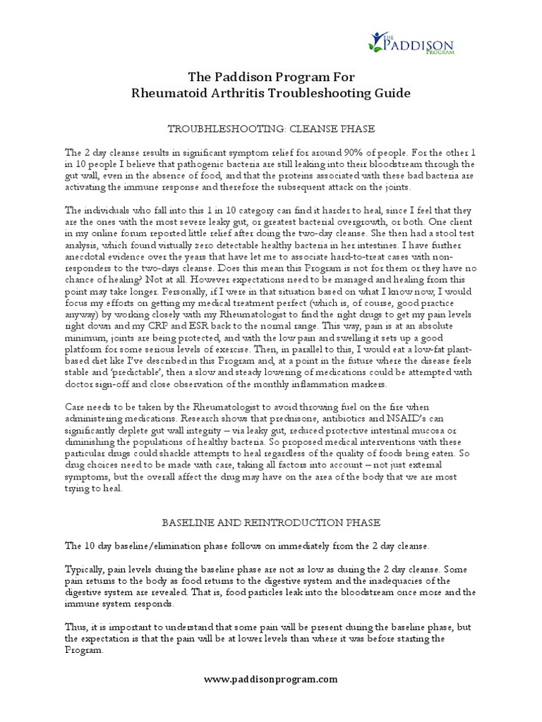 The Paddison Program For Rheumatoid Arthritis | PDF | Gastrointestinal ...