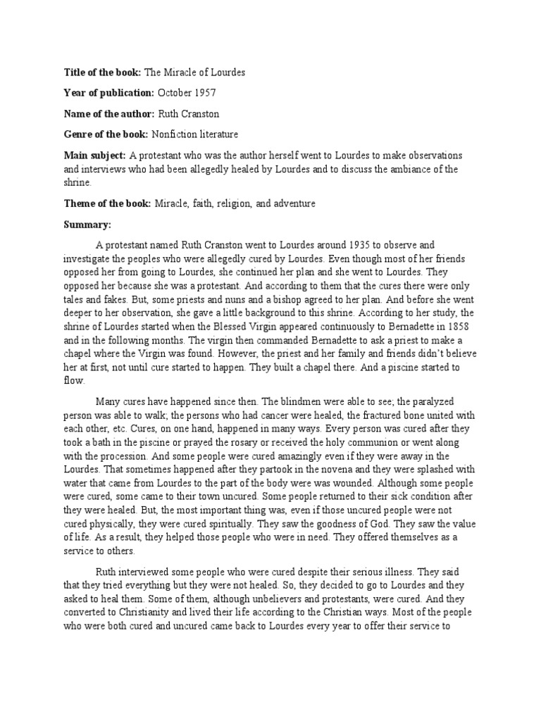 Book Report 2 | PDF | Miracle | Supernatural