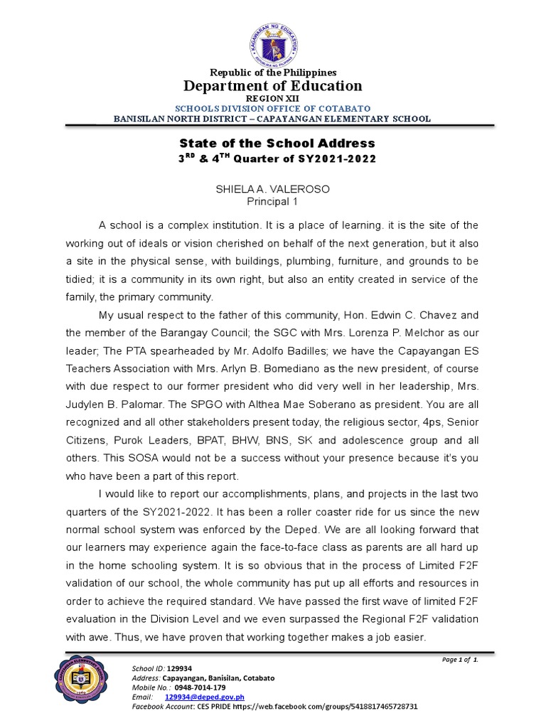 Sosa of Capayangan Elementary School | PDF | Career & Growth | Social ...