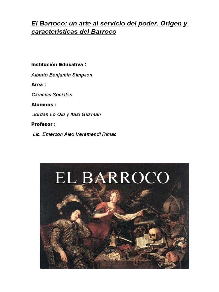 El Barroco - Trabajo Monografico | PDF | Barroco | Renacimiento El Barroco - Trabajo Monografico | PDF | Barroco | Renacimiento