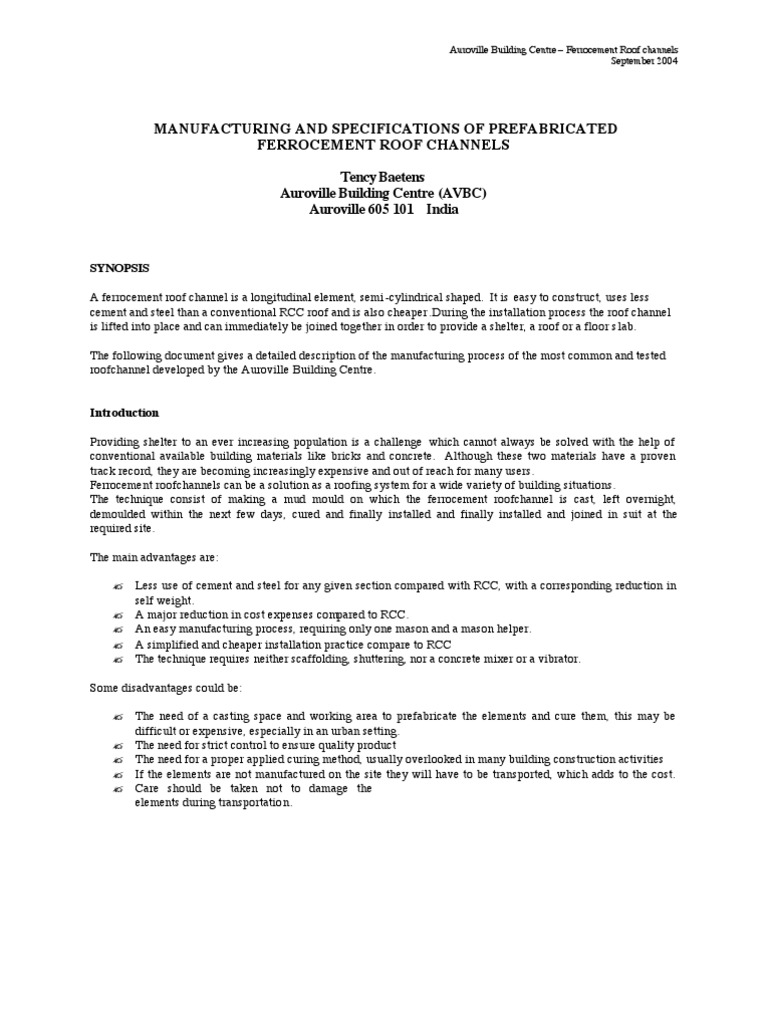 Manufacturing Roof Channels | PDF