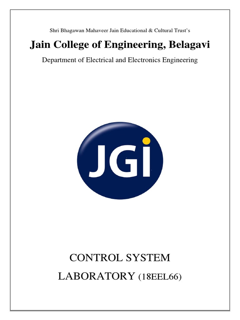 Control Systems Laboratory Manual | PDF | Control Theory | Computing