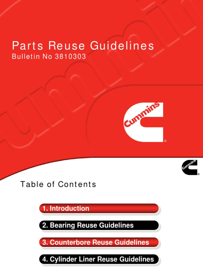 Parts Reuse Guidelines | PDF | Bearing (Mechanical) | Piston
