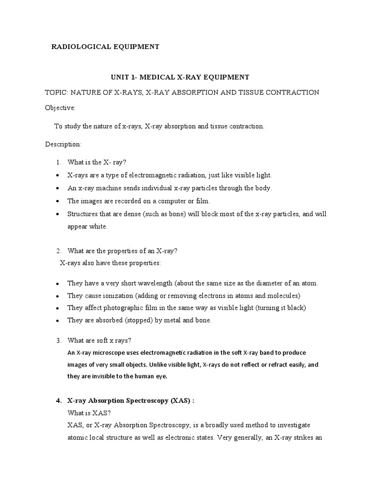 Lecture notes on X Ray.docx | PDF | X Ray | Spectroscopy