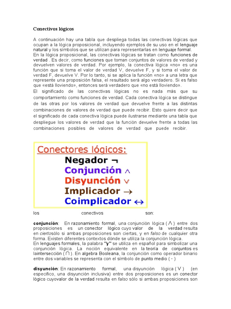 Conectivos lógicos | PDF | Proposición | Si y solo si