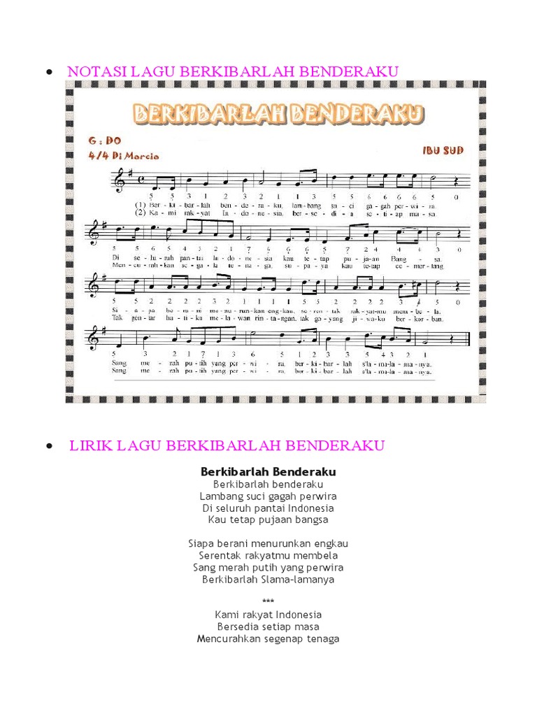 Notasi dan Lirik Berkibarlah Benderaku | PDF | Seni