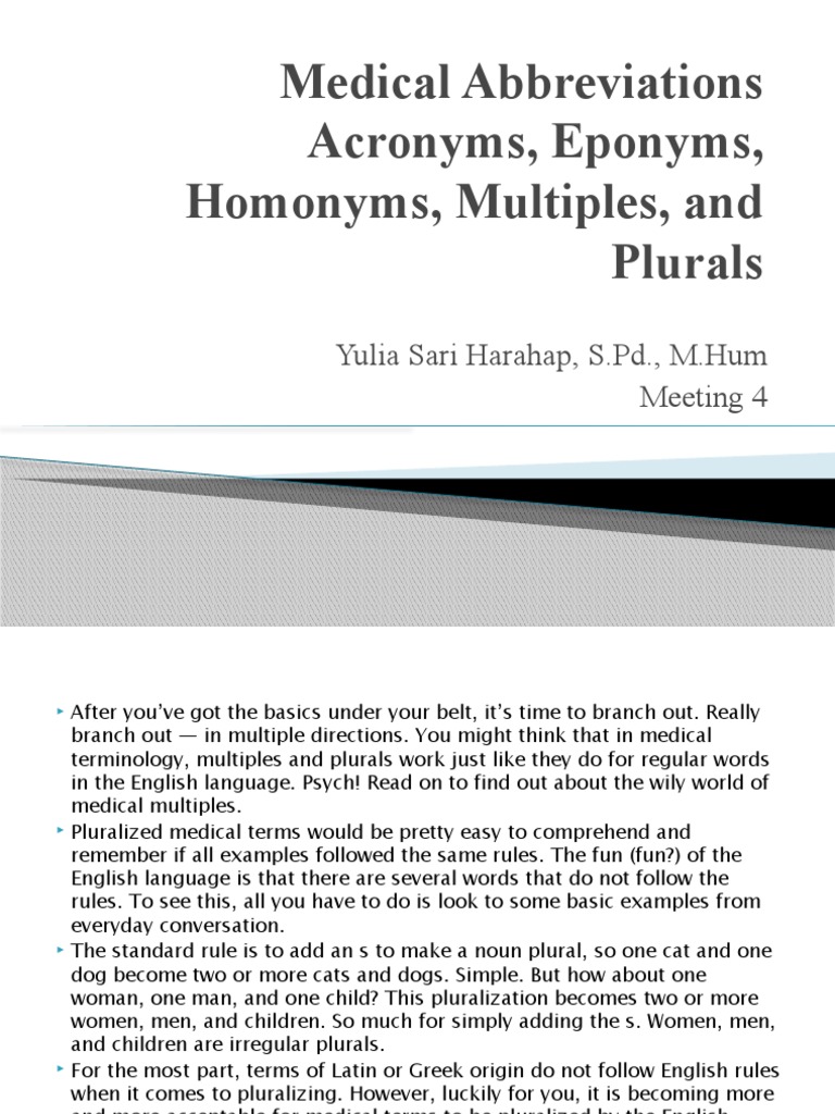 Acronyms, Eponyms, Homonyms, Multiples Meeting 4 | PDF | Acronym ...