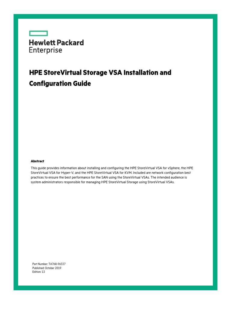 12.8 HPE StoreVirtual Storage VSA Installation and Configuration Guide-A00090616en - Us ...