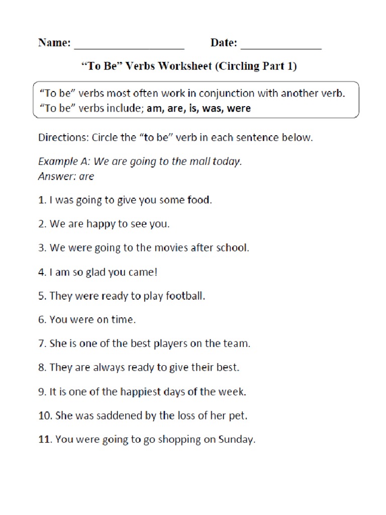 Grade 3 Verb Worksheets | PDF