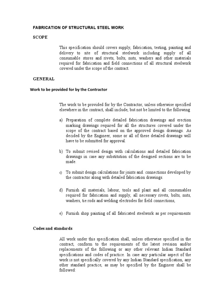 Fabrication of Structural Steel Work | PDF | Rivet | Screw