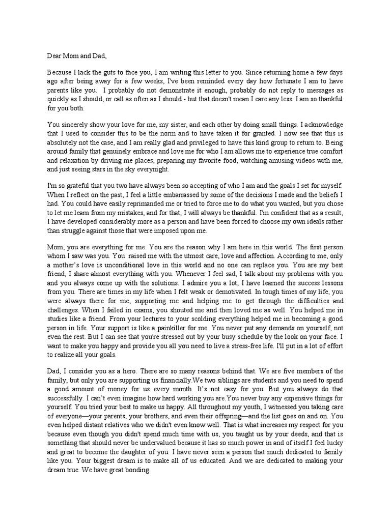 Dear My Beloved Parents | PDF