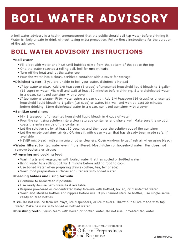 Boil Water Advisory | PDF | Water | Boiling