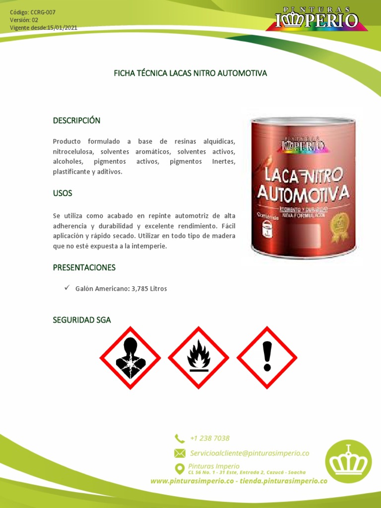Ficha Técnica Laca Nitro Automotiva | PDF | Pintar | Química
