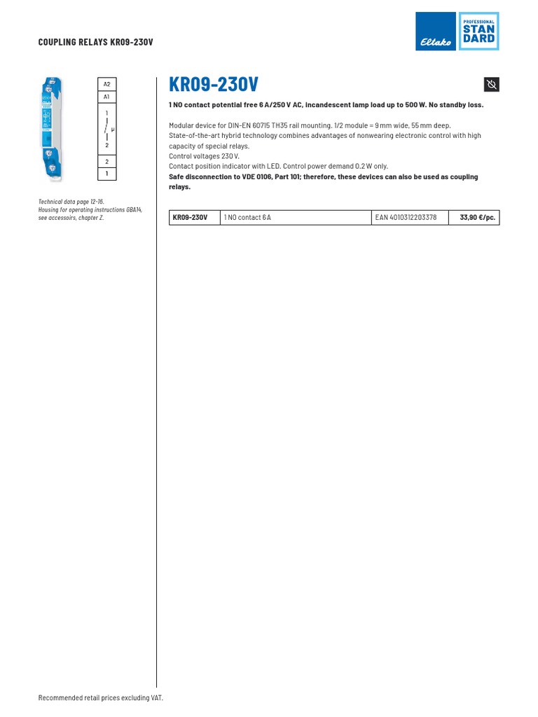 Datasheet KR09-230V | PDF