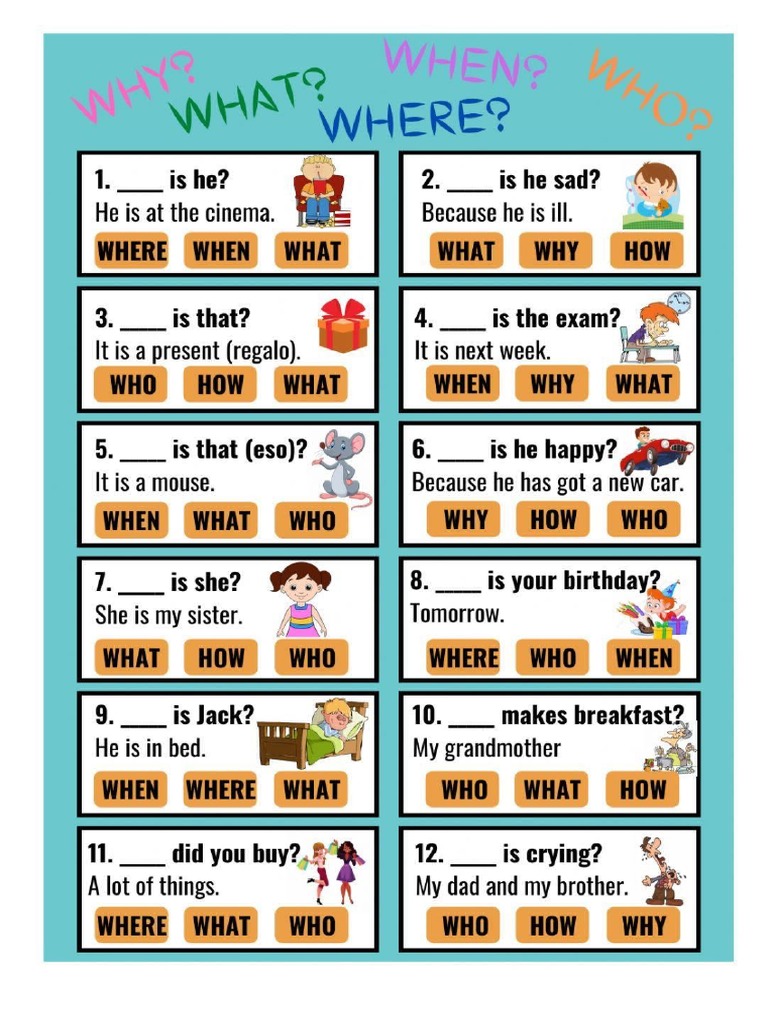 WH Questions Worksheet | PDF