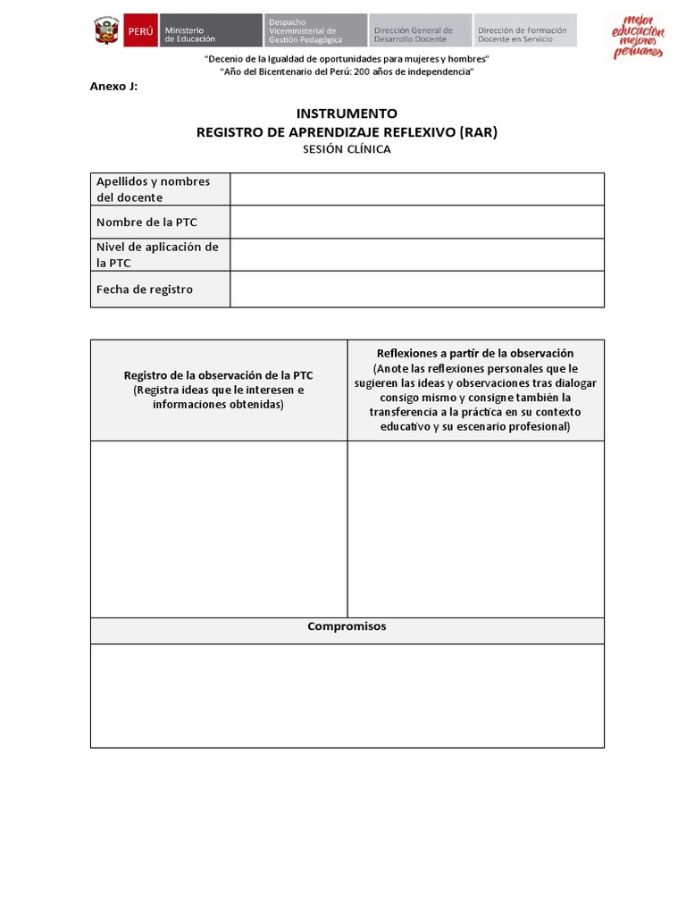 Registro de Aprendizaje Reflexivo Docente | PDF