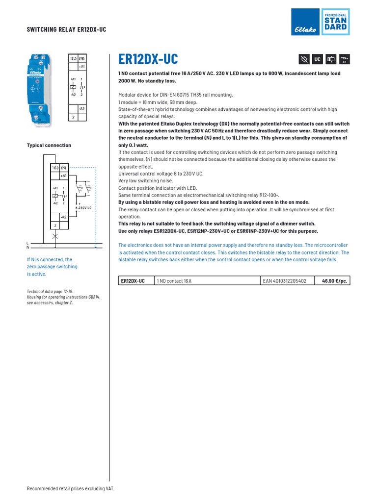 Datasheet ER12DX-UC | PDF | Relay | Alternating Current