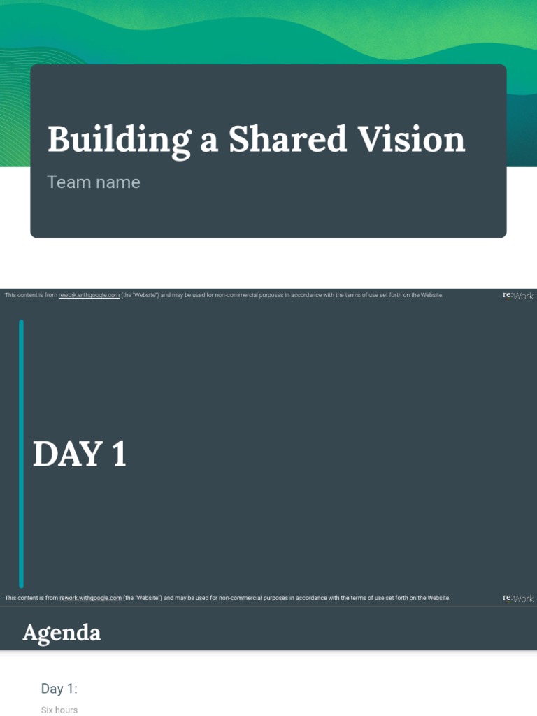 (Re - Work) Building A Shared Vision Slides | PDF | Strategic Planning | Swot Analysis