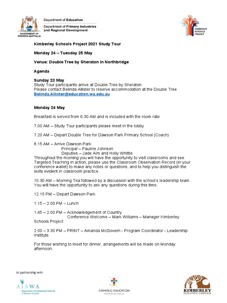 Study Tour Agenda | PDF