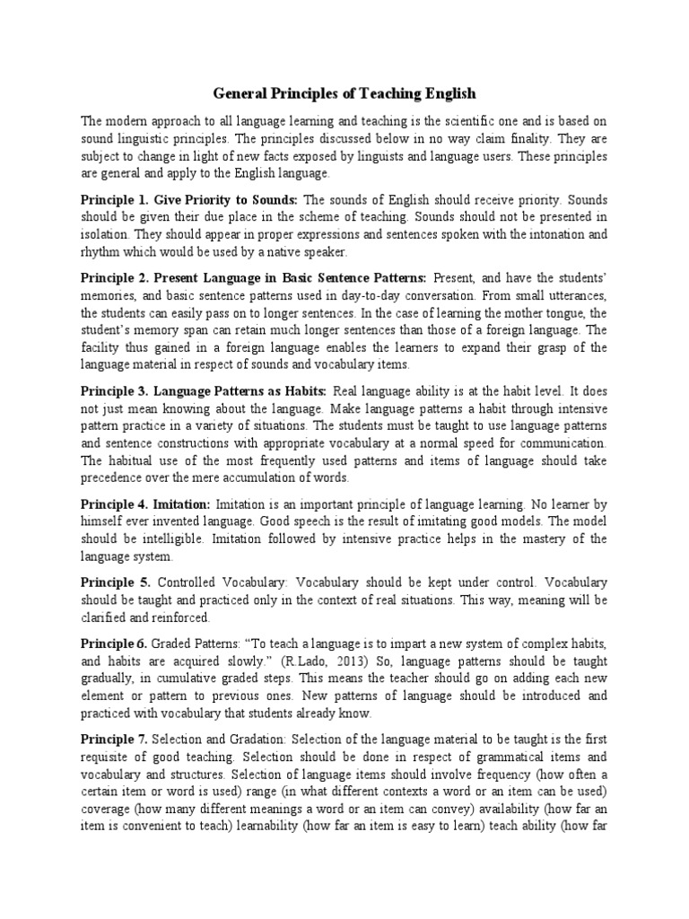 Teaching English: Key Principles | PDF | English Language | Vocabulary