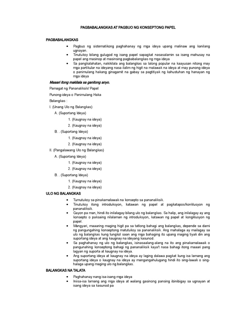 Pagbabalangkas at Pagbuo NG Konseptong Papel | PDF