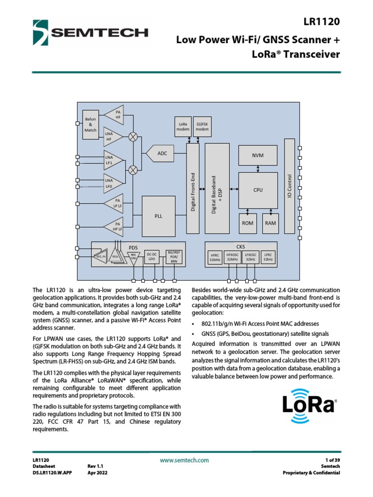 LR1120 Data Sheet V1 1 | PDF | Electronic Oscillator | Wi Fi
