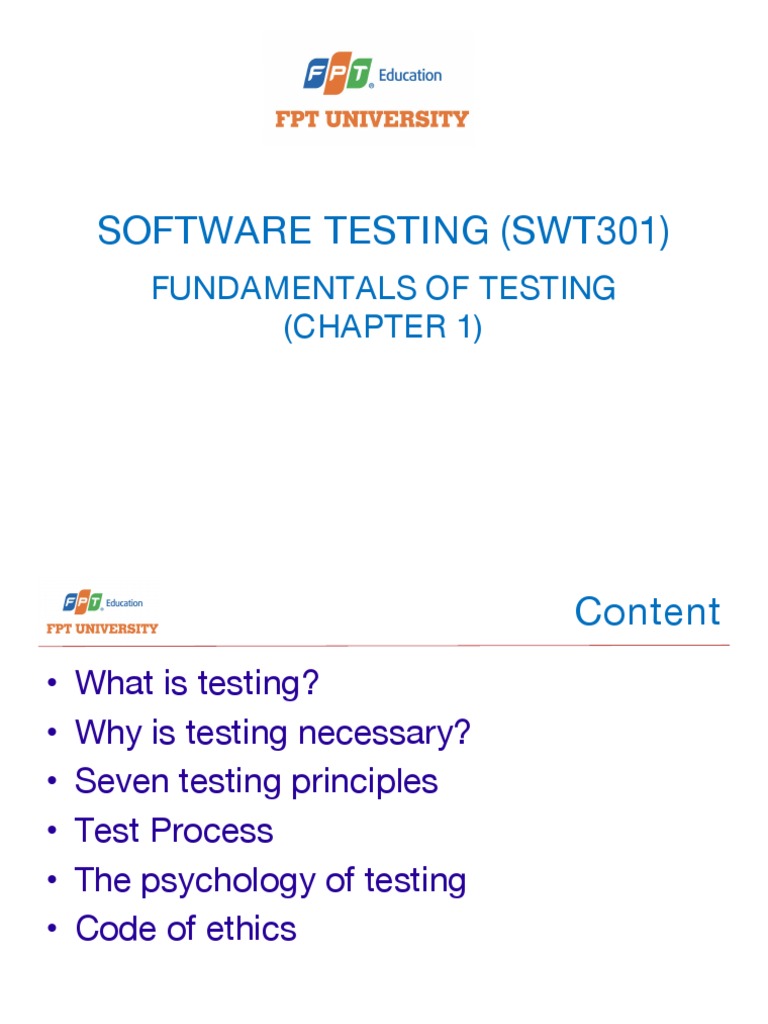 SWT1 - Fundamentals of Testing | PDF | Software Testing | Information ...