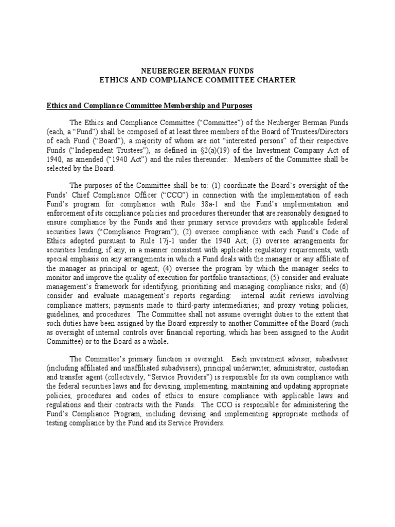 Ethics and Compliance Committee Charter Final Dec 2021 | PDF ...