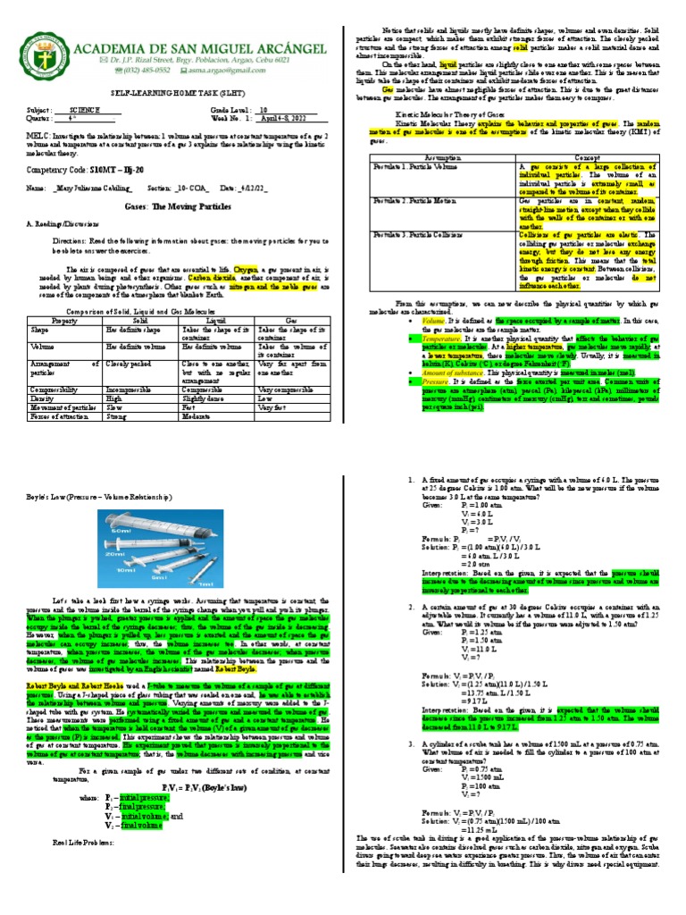 MODULE 1 SCIENCE 10 (4th Quarter) | PDF | Gases | Atmosphere Of Earth