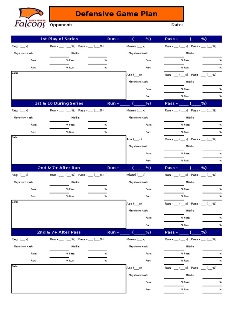 2007 Defensive Call Sheet | PDF | American Football | National Football ...