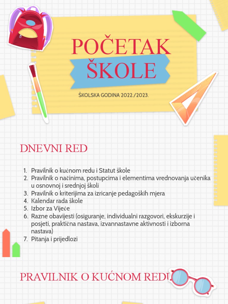 Početak Školske Godine - Sat Razrednika, Roditeljski Sastanak | PDF