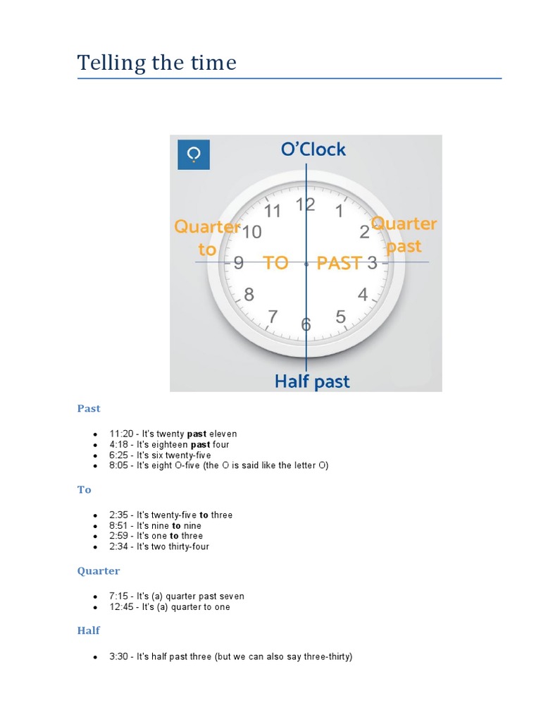 Telling The Time | PDF