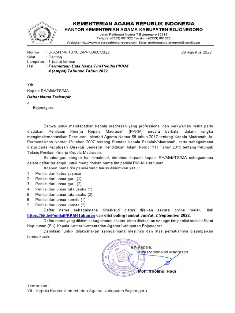 Pendataan Tim Penilai PKKM 4 Tahunan 2022 | PDF