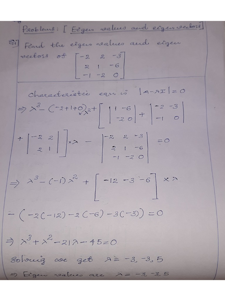 Problems - Eigen Values& Eigen Vectors | PDF Problems - Eigen Values& Eigen Vectors | PDF