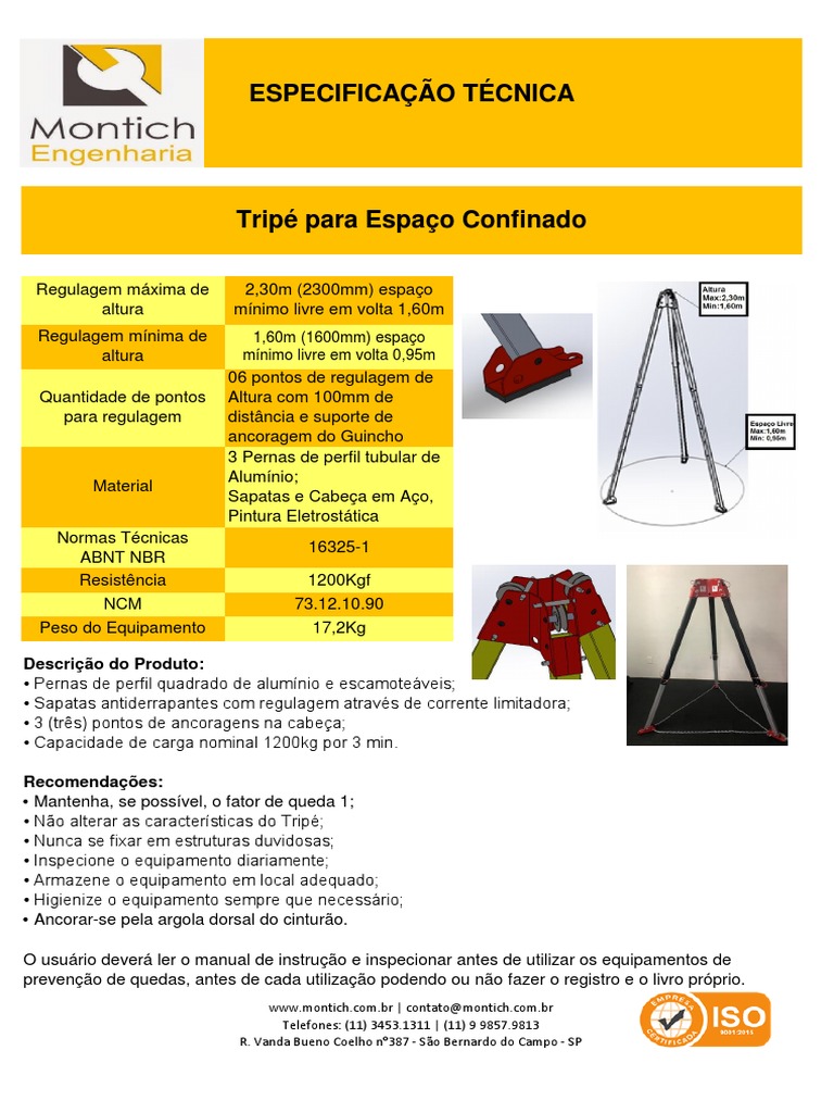 Especificações Do Tripé Atualizada | PDF