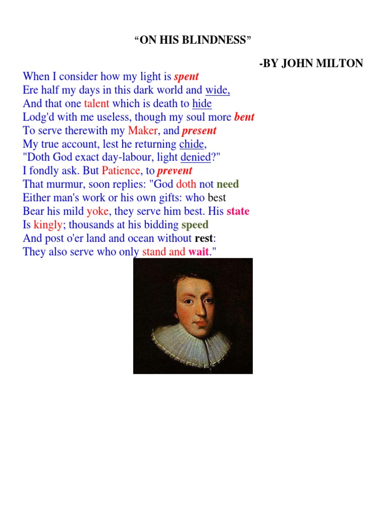B.A Sem 1 ELT On His Blindness by John Milton | PDF | John Milton | Poetry