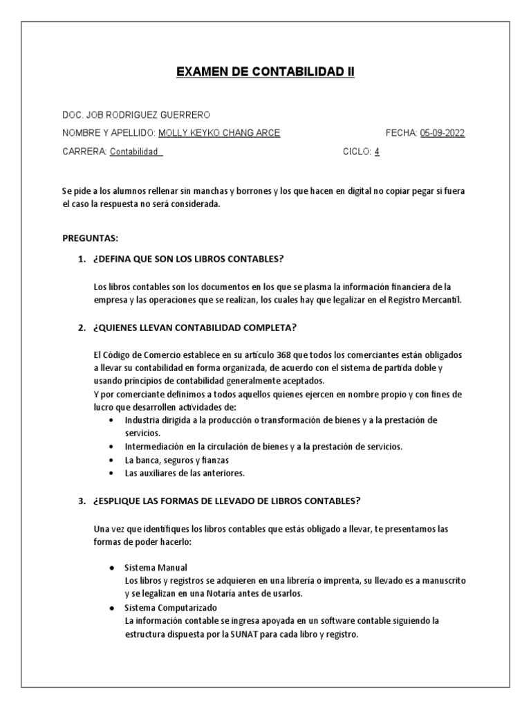 Examen de Contabilidad II | PDF | Contabilidad | Business