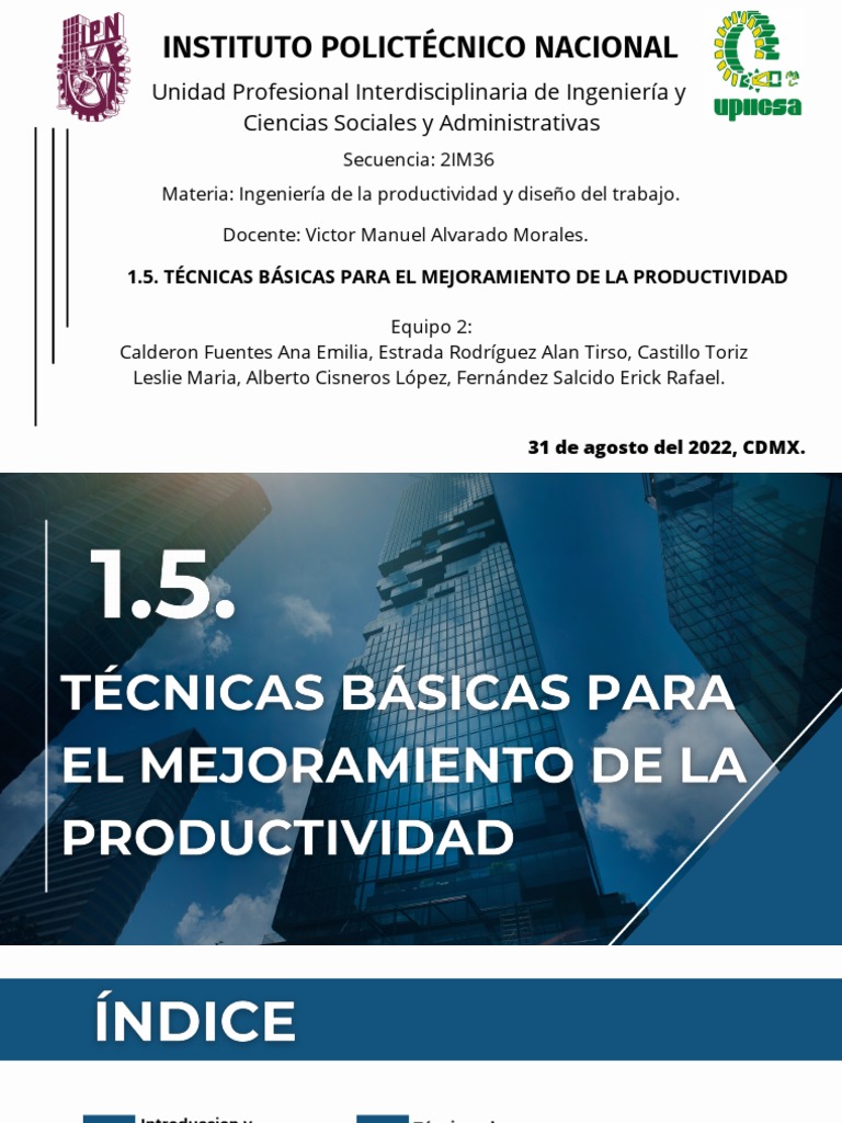 1.5. Equipo 2 Técnicas Básicas para El Mejoramiento de La Productividad | PDF | Business | Medición