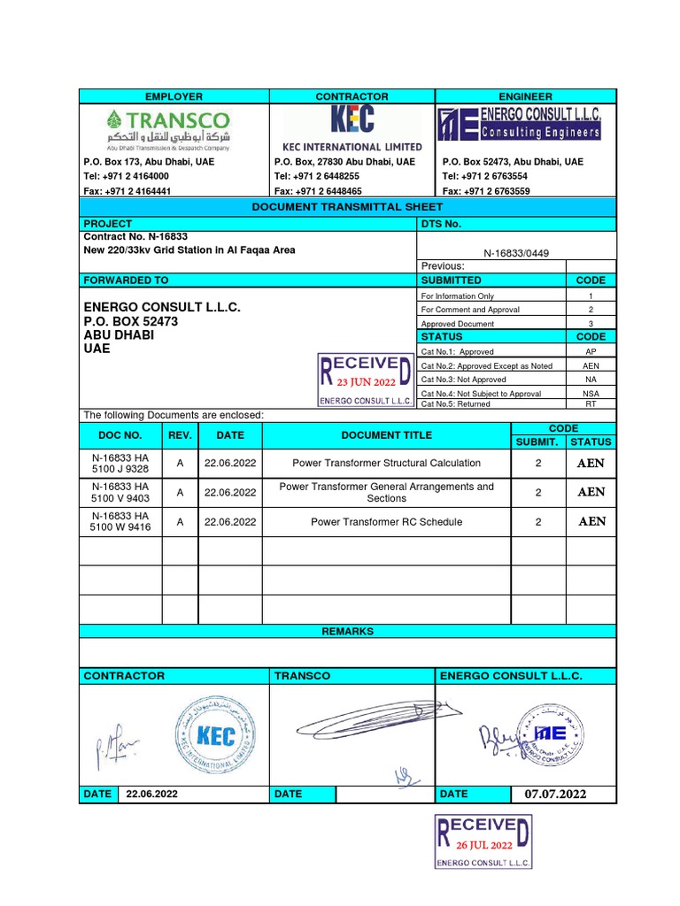 N16833 DTS-0449 AEN - Power Transformer Structural Calculation GA and ...