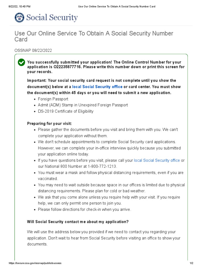 Use Our Online Service To Obtain A Social Security Number Card | PDF ...