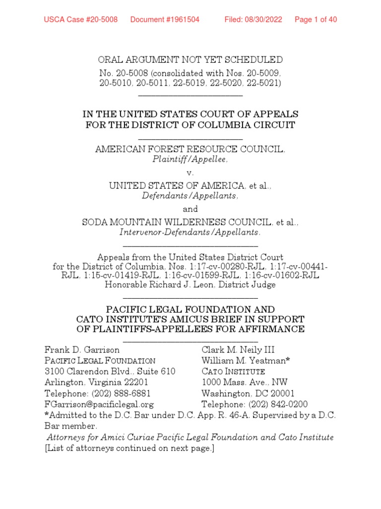 Amicus Brief: American Forest Resource Council vs. USA | PDF | American ...