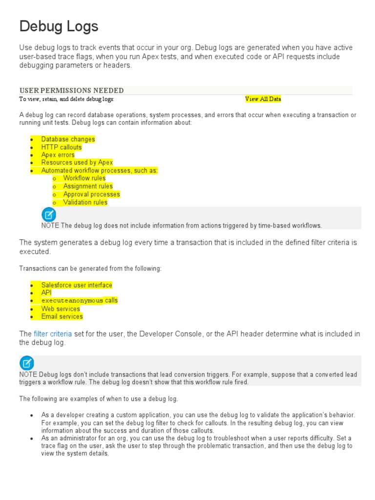 Guide to Using Debug Logs to Troubleshoot and Monitor Transactions in Salesforce | PDF ...