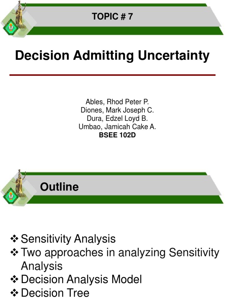 Decision Admitting Uncertainty | PDF | Sensitivity Analysis | Decision ...