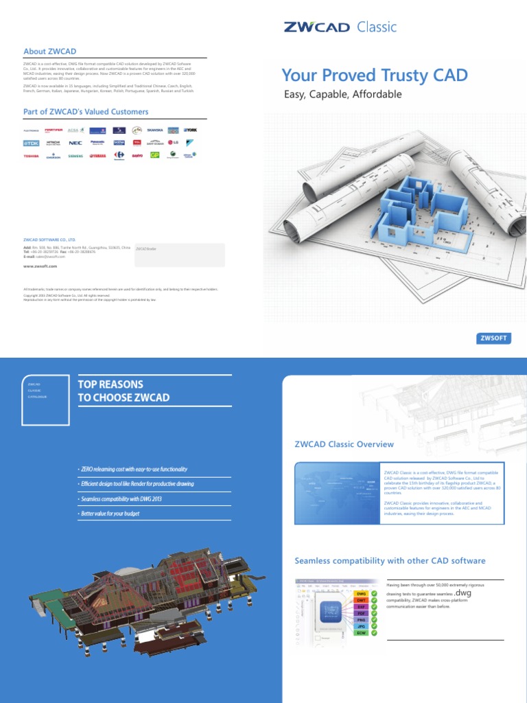 Catalogue_ZWCAD_Classic | PDF | 3 D Computer Graphics | Microsoft Excel